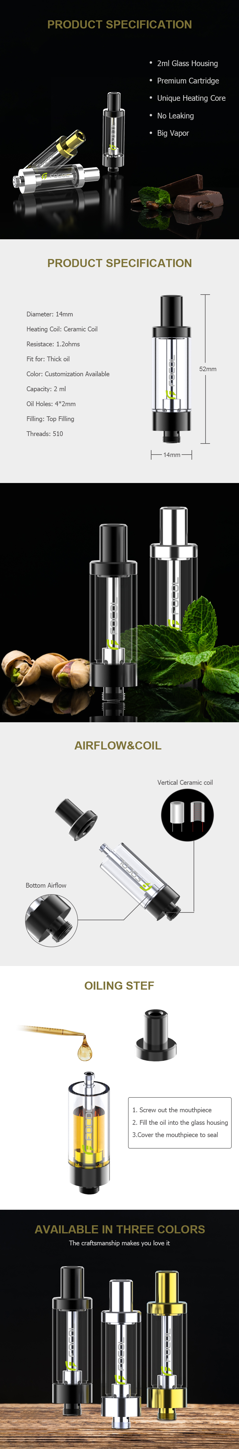 FOCOL brand FC20 2ml Ceramic coil THC DELTA 9 Cartridge Top filling Cbd ...